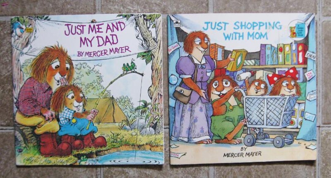 Two Mercer Mayer Books - Just Shopping With Mom and Just Me and My Dad ...