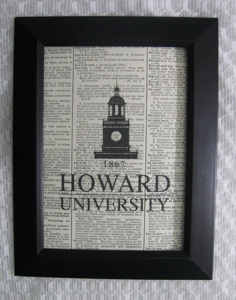 Howard University Logo on Vintage Dictionary Book Page Print - 5" X 7 ...