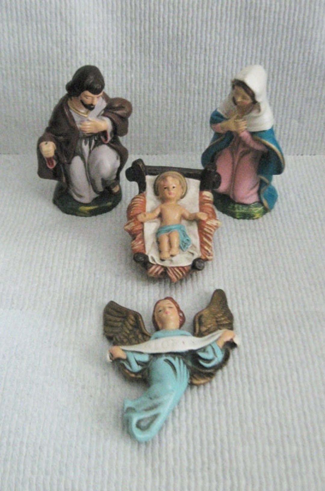 Joseph, Mary, and Jesus and Angel - Nativity Set - Vintage - Made in ...