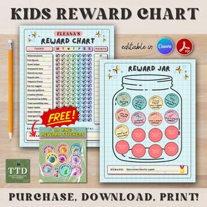 Editable Kids Reward Chart & Jar, Cleaning Checklist, Initiative ...