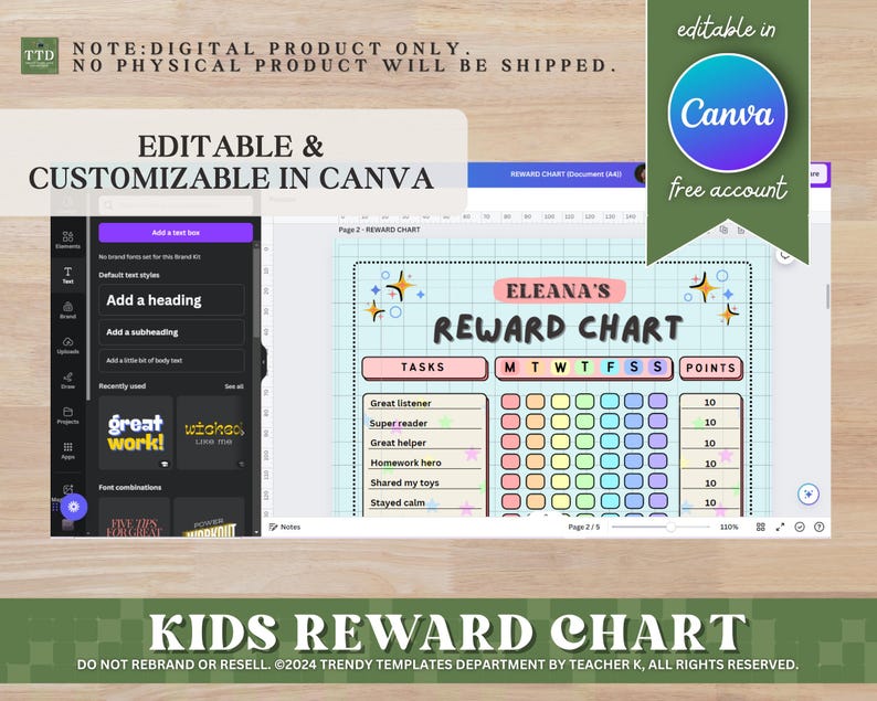 Editable Kids Reward Chart & Jar, Cleaning Checklist, Initiative ...