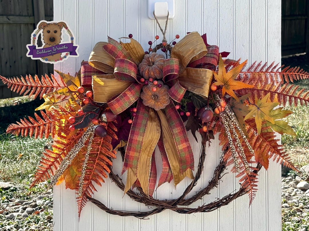 Fall Pumpkin Grapevine Twig Door Hanger. Pumpkin Wreath. Thanksgiving ...