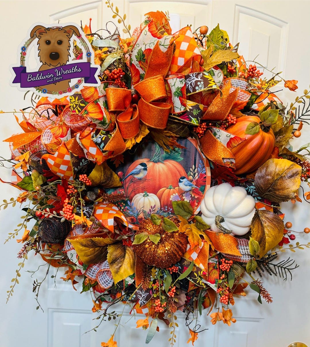 Handmade Upscale Fall Deco Mesh Wreath for Front Door One of a Kind - Etsy