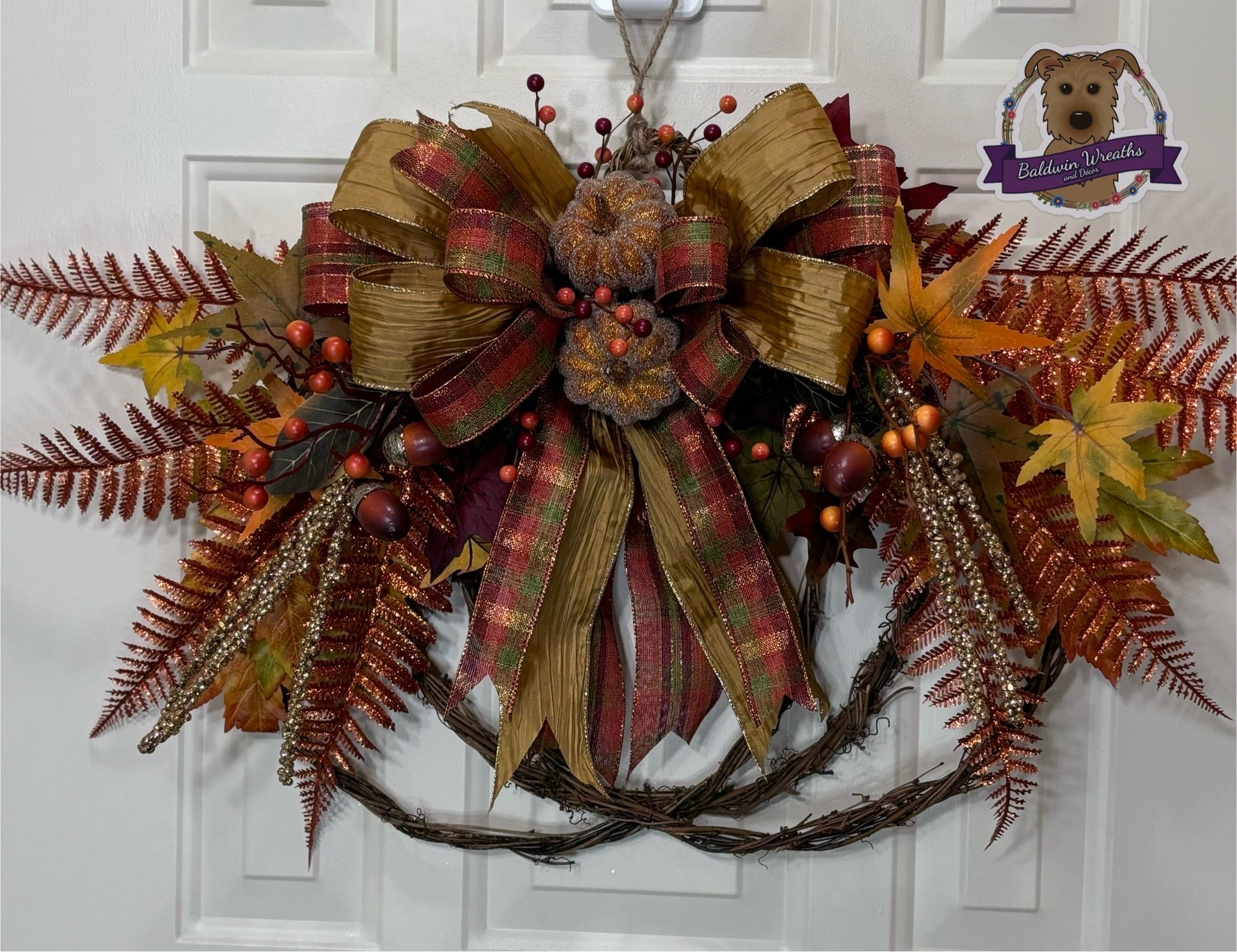 Fall Pumpkin Grapevine Twig Door Hanger. Pumpkin Wreath. Thanksgiving ...