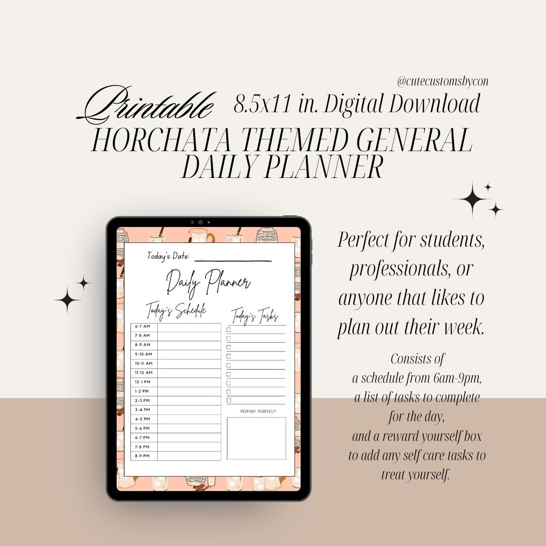 Digital Horchata Themed Daily Planner Printable - Etsy