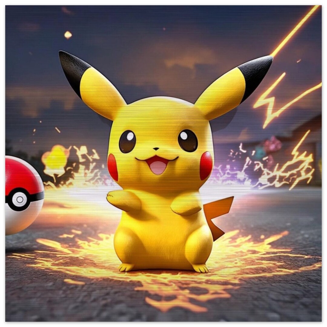 Pikachu Brushed Aluminum Print - Etsy