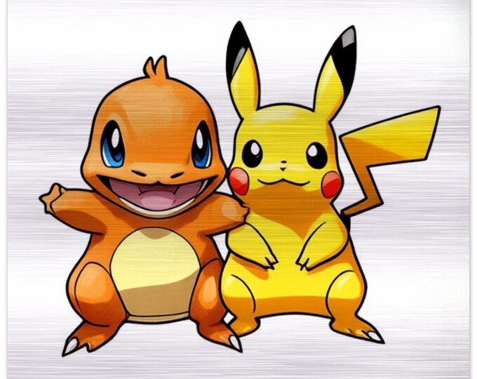 Pikachu and Charmander Brushed Aluminum Print - Etsy