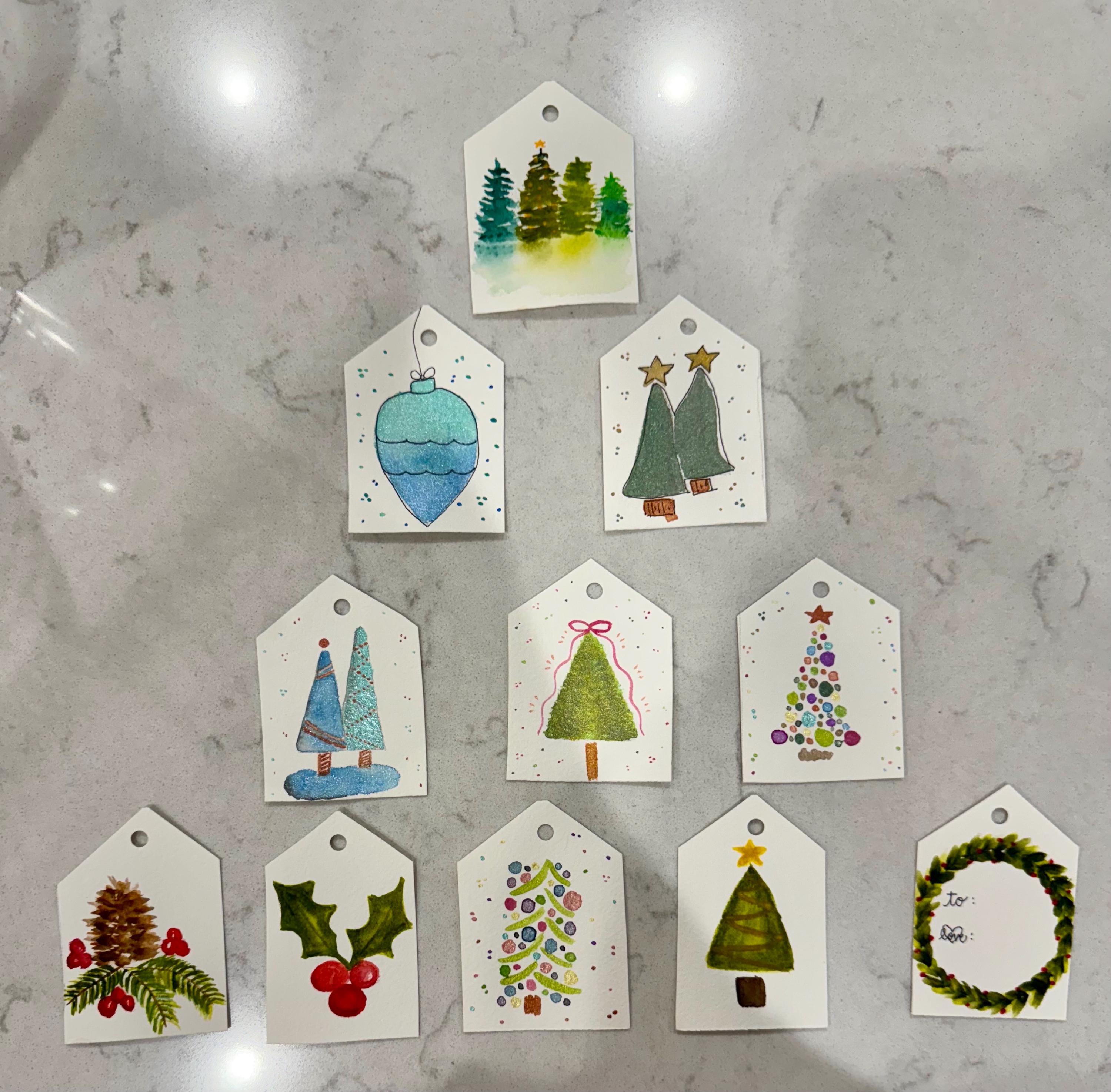 Watercolor Christmas Tags, Watercolor Holiday Tags, Custom Gift Tags ...