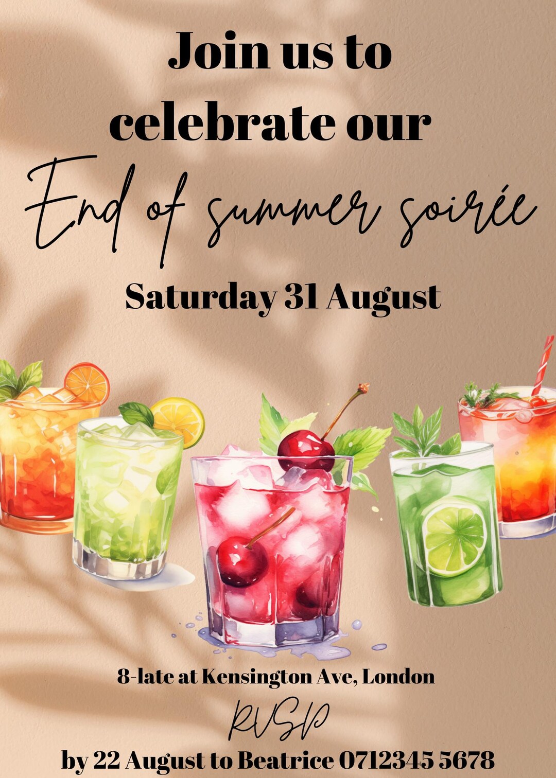 Editable Party Invitation, Summer Party Invite, Birthday Party Invite ...