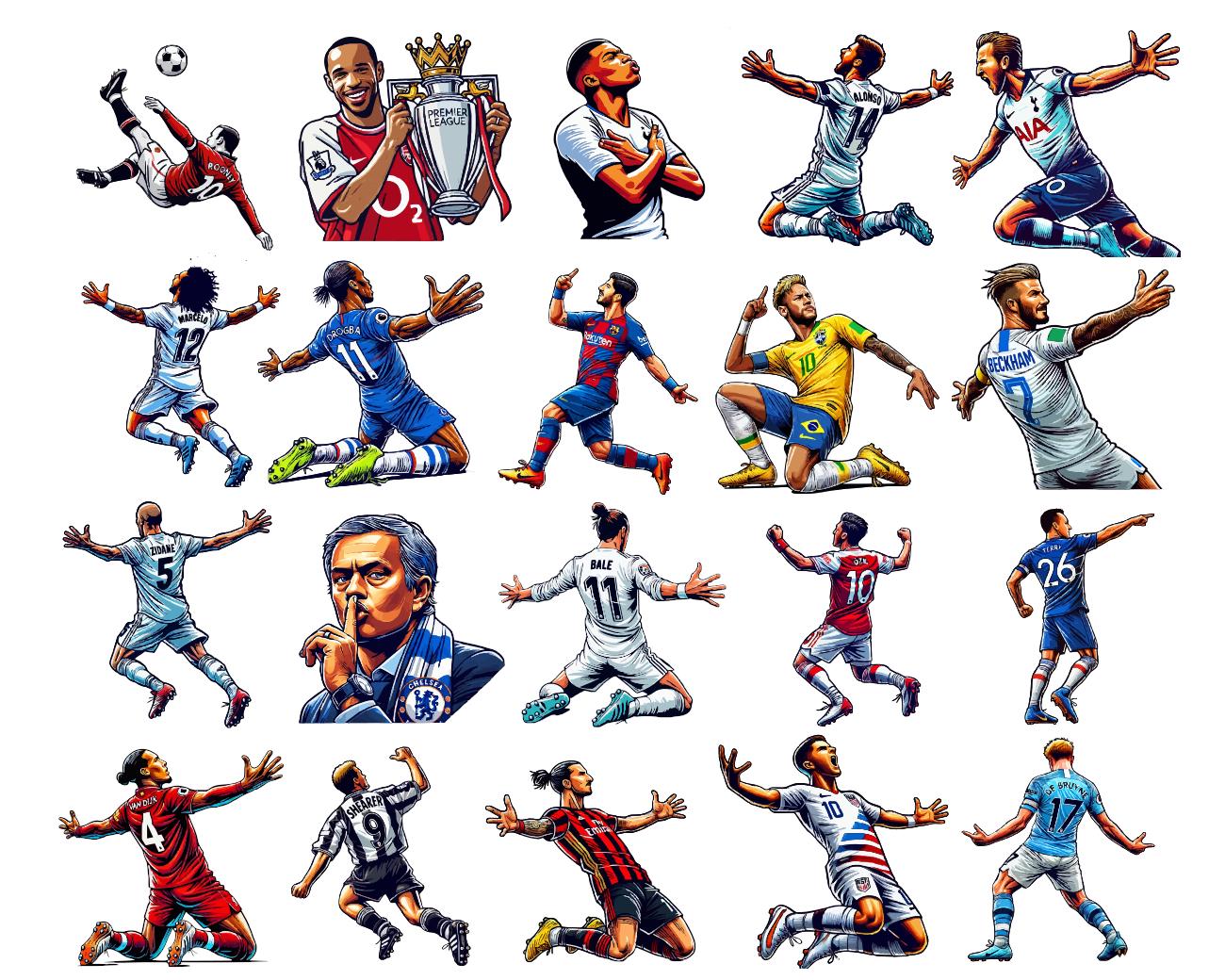 Football Player SVG Bundle Soccer SVG Pack Footballer PNG Collection ...