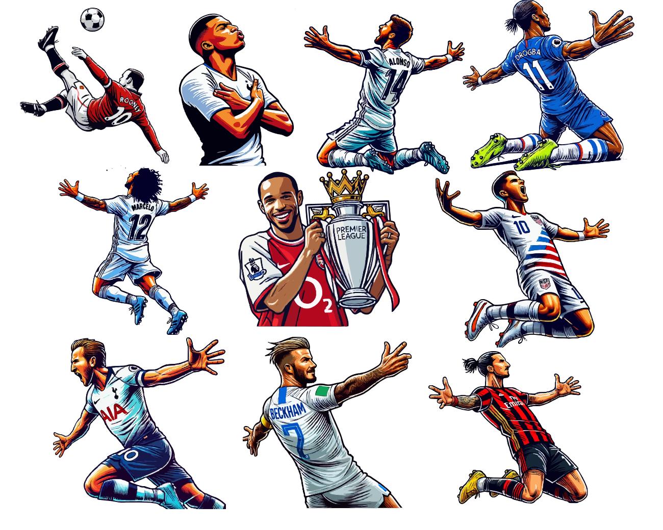 Football Player SVG Bundle Soccer SVG Pack Footballer PNG Collection ...