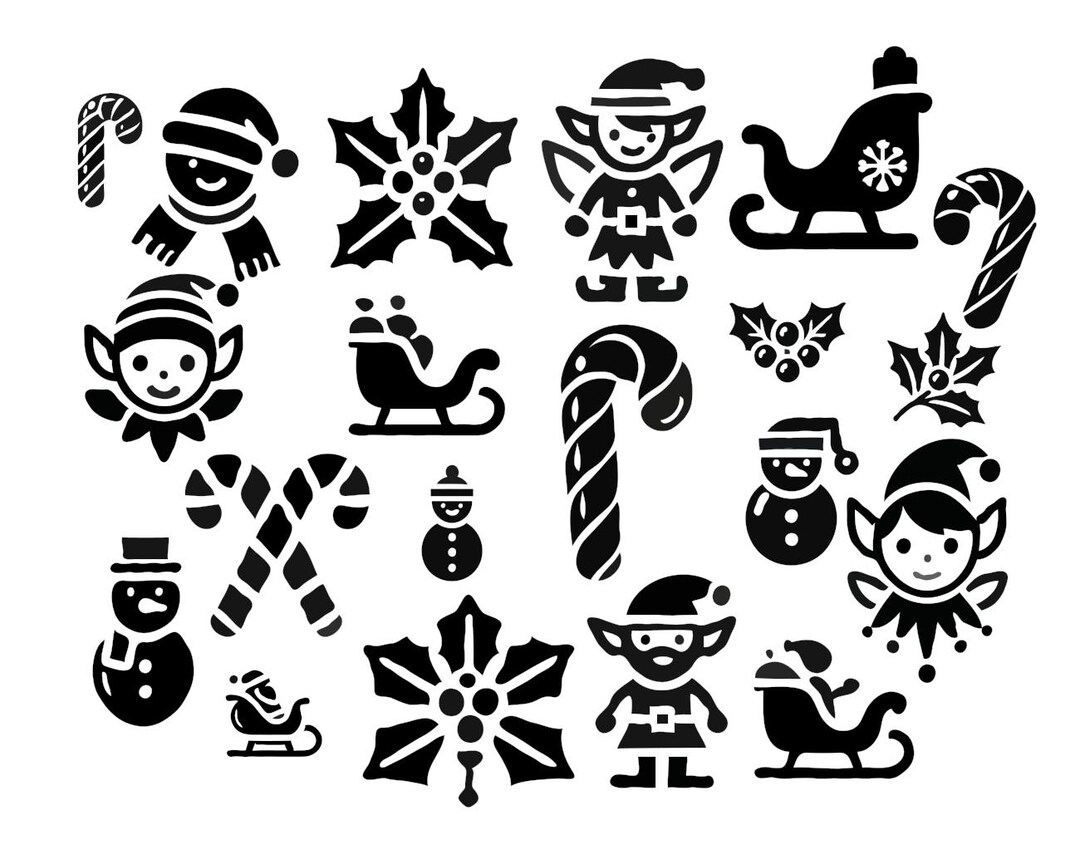Christmas Icons SVG Bundle Cute Christmas Cricut Images PNG JPG Cute ...