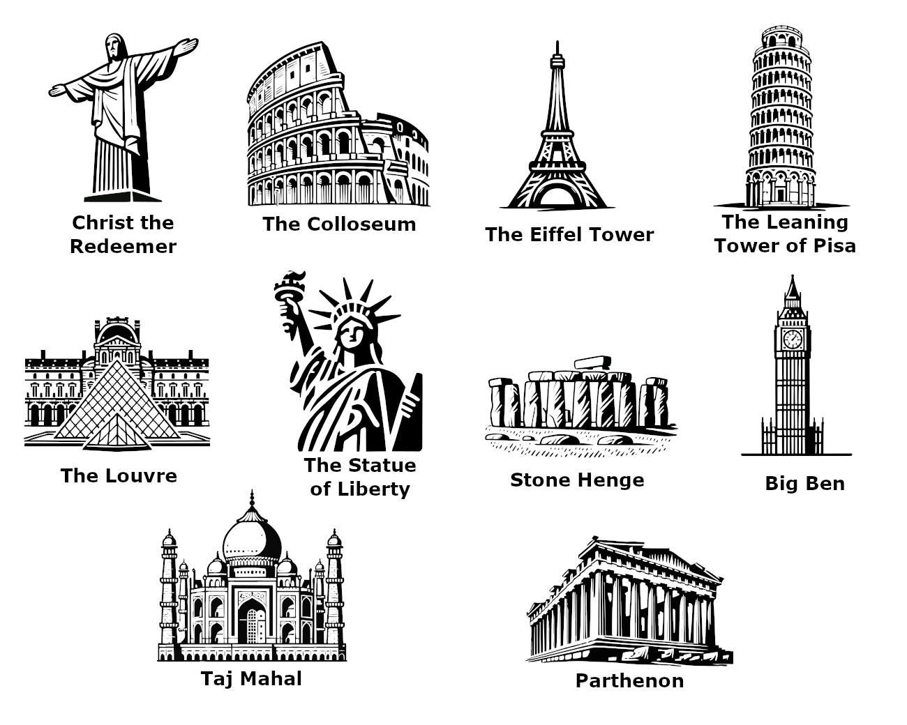 World Landmarks SVG Famous Monuments SVG Travel SVG Bundle Iconic ...