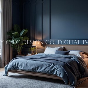 Elevated Navy Bedroom Virtual Background Bundle, Pack of 8 Digital ...