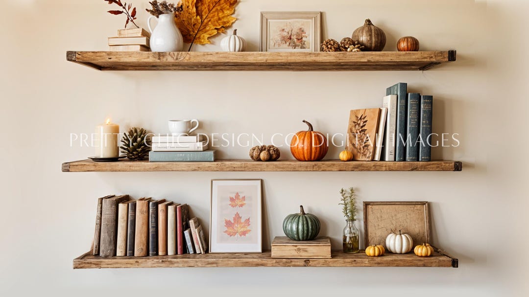 Zoom Background, Rustic Fall Shelves Background for Meetings, Virtual ...