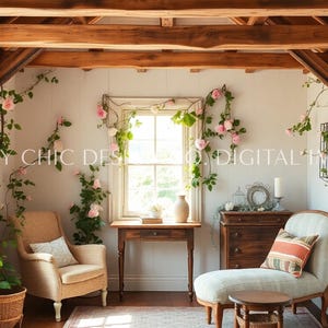 Flora Garden Cottage Virtual Background Bundle, Pack of 8 Digital ...