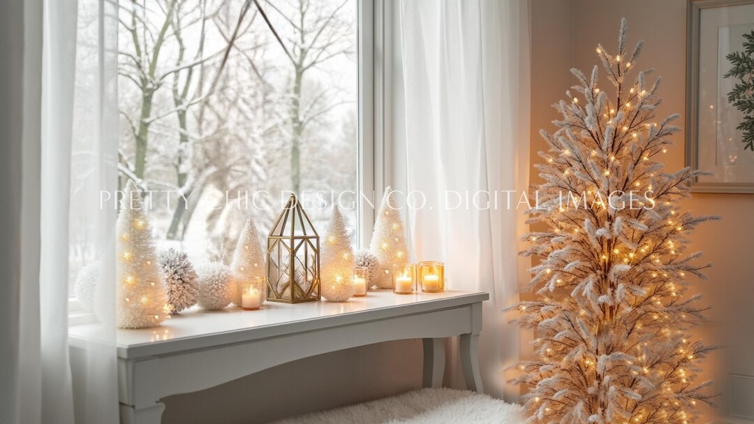 Holiday Zoom Background, Winter Window Backdrop for Meetings, Snow ...