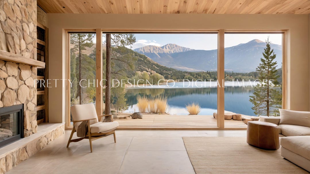 Mountain Lake Retreat Virtual Background Bundle, Pack of 2 Digital ...