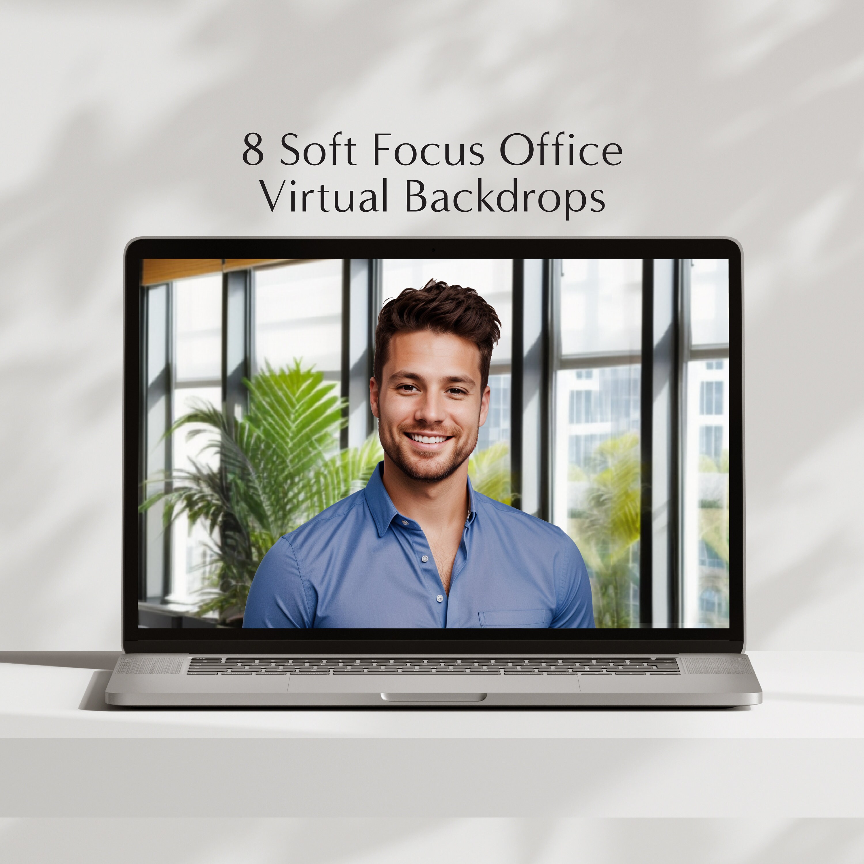 Modern Office Backdrop, Pack of 8 Digital Backgrounds for Meetings ...