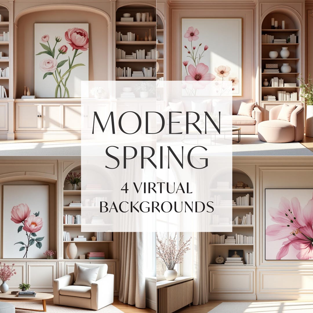Modern Spring Virtual Background Bundle, Pack of 8 Digital Backgrounds ...