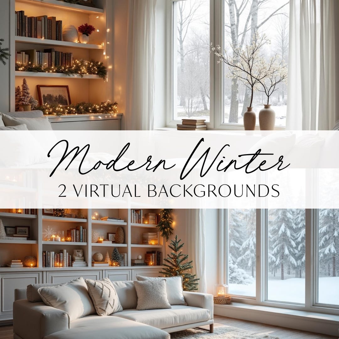Modern Winter Virtual Background Bundle, Holiday Pack of 2 Digital ...