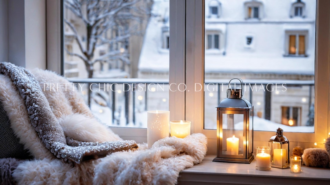 Zoom Background, Cozy Winter Window Background for Meetings, Snow ...