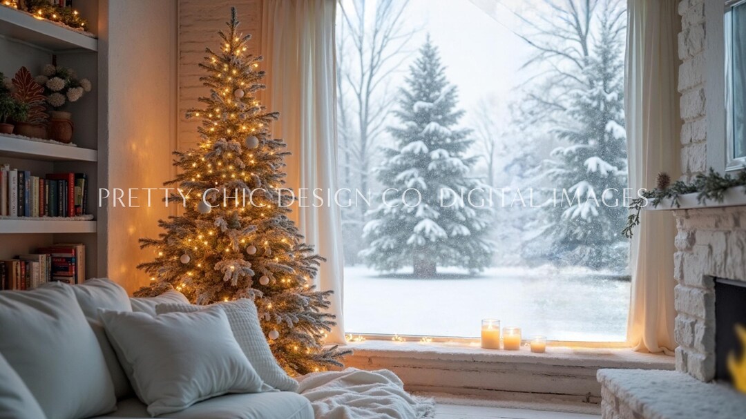 Zoom Background, Cozy Winter Window Background for Meetings, Snow ...