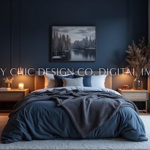 Elevated Navy Bedroom Virtual Background Bundle, Pack of 8 Digital ...