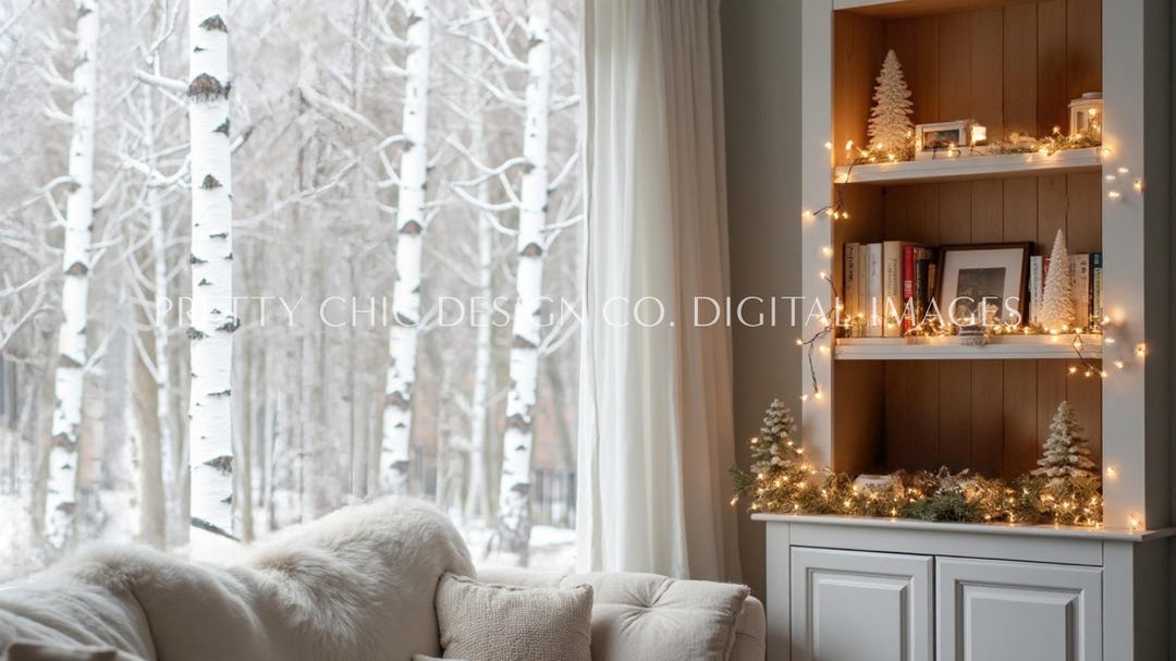 Winter Zoom Background, Cozy Window Backdrop for Meetings, Snow Virtual ...