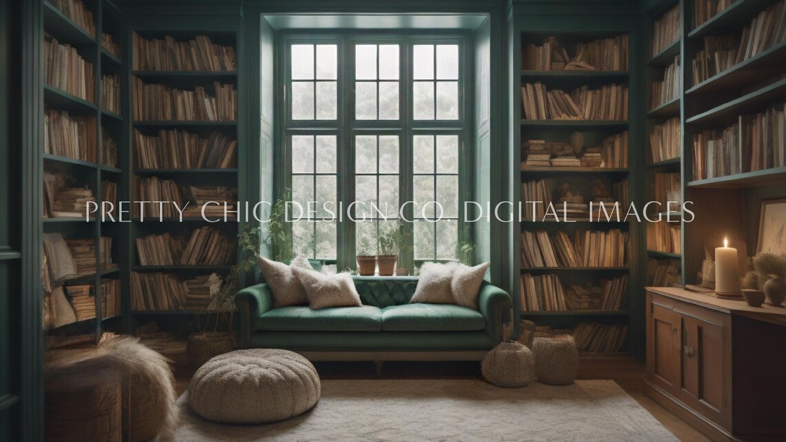 Cozy Winter Study Virtual Background Bundle, Pack of 4 Digital ...