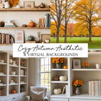 Fall Themed Zoom Background, Autumn Bookshelf for Zoom Meeting Virtual ...
