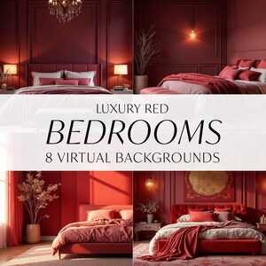 Luxury Red Bedroom Virtual Background Bundle, Pack of 8 Digital ...