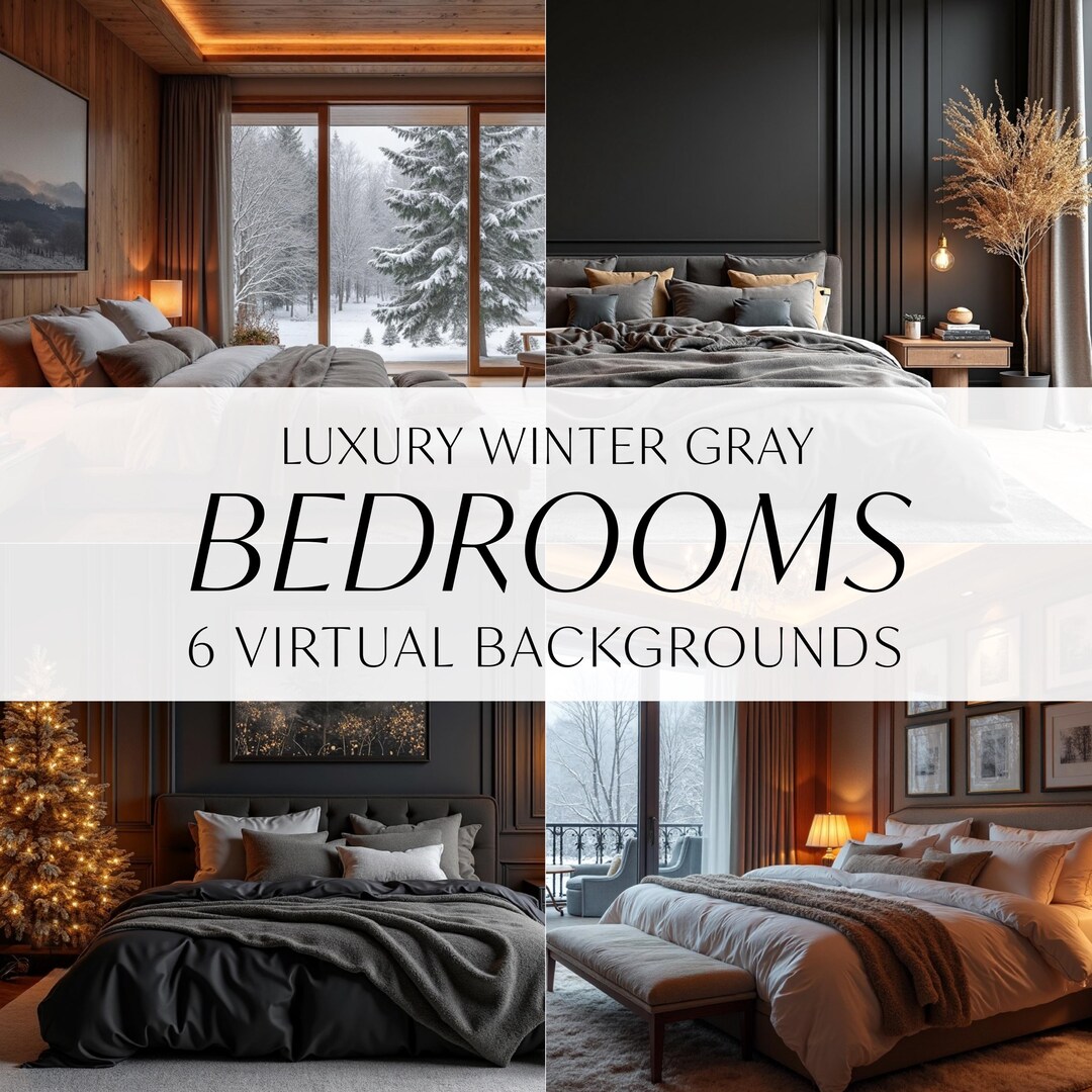 Luxury Gray Bedroom Virtual Background Bundle, Pack of 6 Digital ...