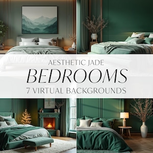 Aesthetic Jade Bedroom Virtual Background Bundle, Pack of 7 Digital ...