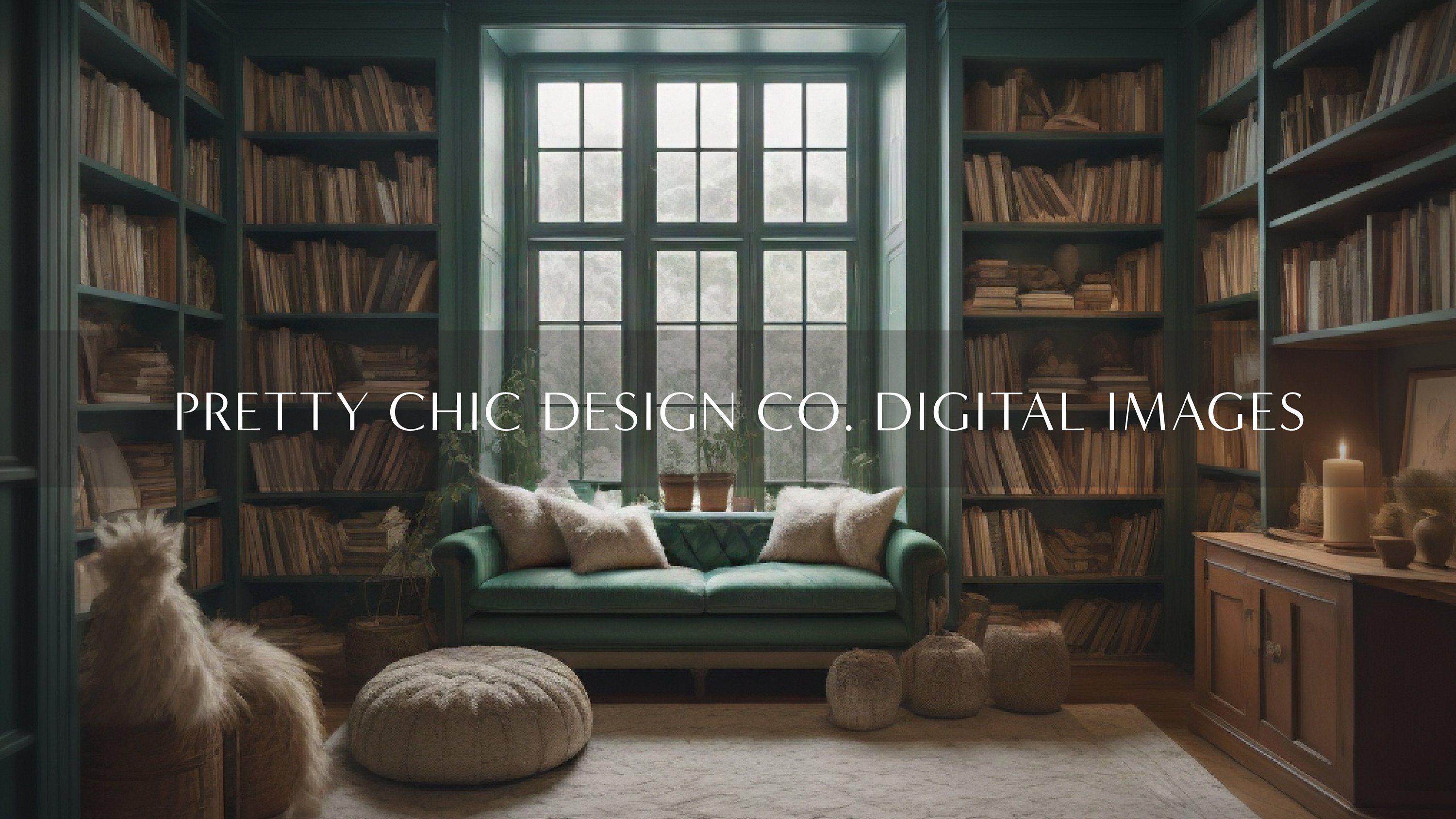 Virtual Background for Meetings, Cozy Green Study, Zoom Background ...