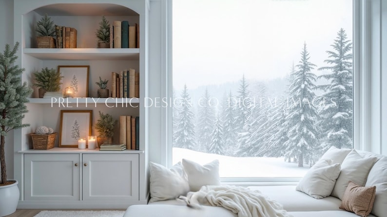 Winter Zoom Background, Window Background for Meetings, Snow Virtual ...