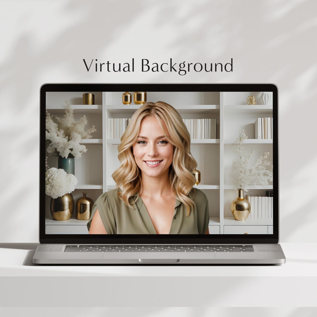 Virtual Background, Chic Bookshelf Background for Meetings, Zoom ...