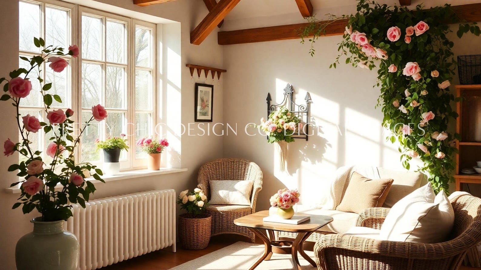 Flora Garden Cottage Virtual Background Bundle, Pack of 8 Digital ...