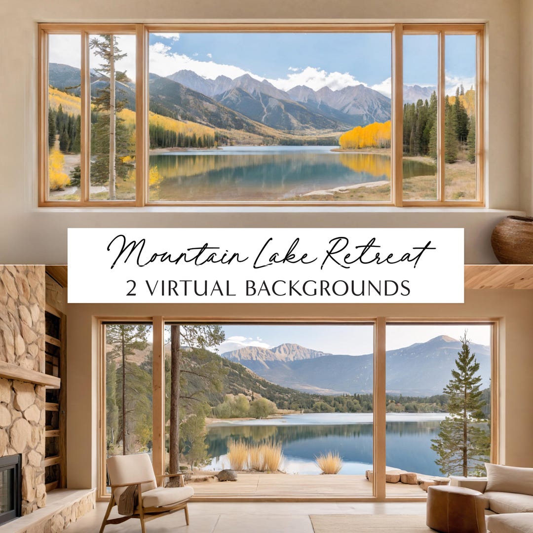 Mountain Lake Retreat Virtual Background Bundle, Pack of 2 Digital ...
