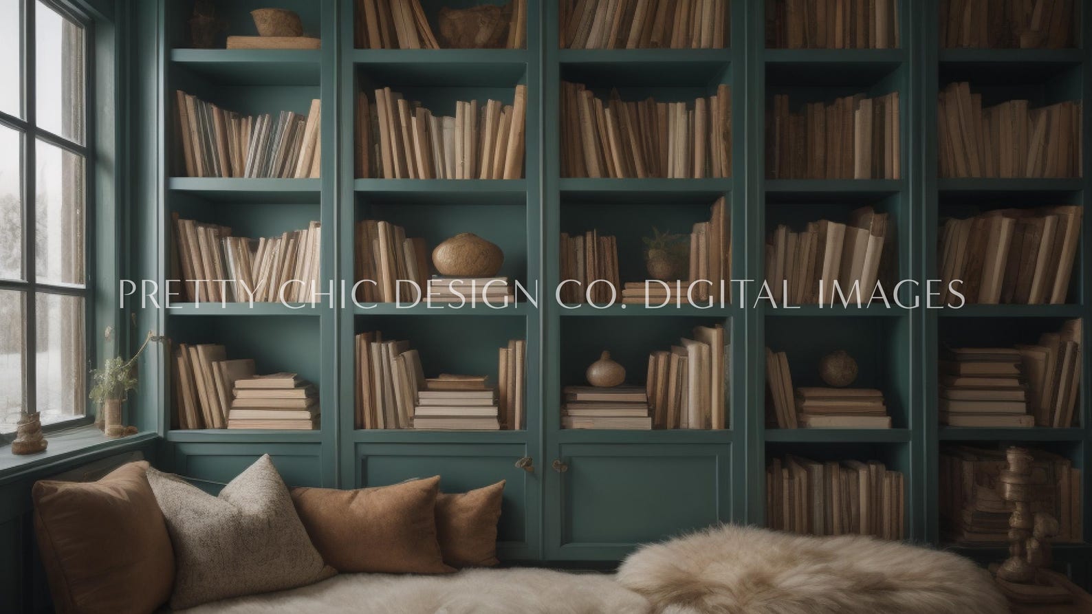 Cozy Winter Study Virtual Background Bundle, Pack of 4 Digital ...