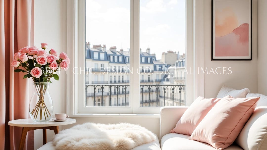 Window Background, Blush Paris Window Background for Meetings, Virtual ...