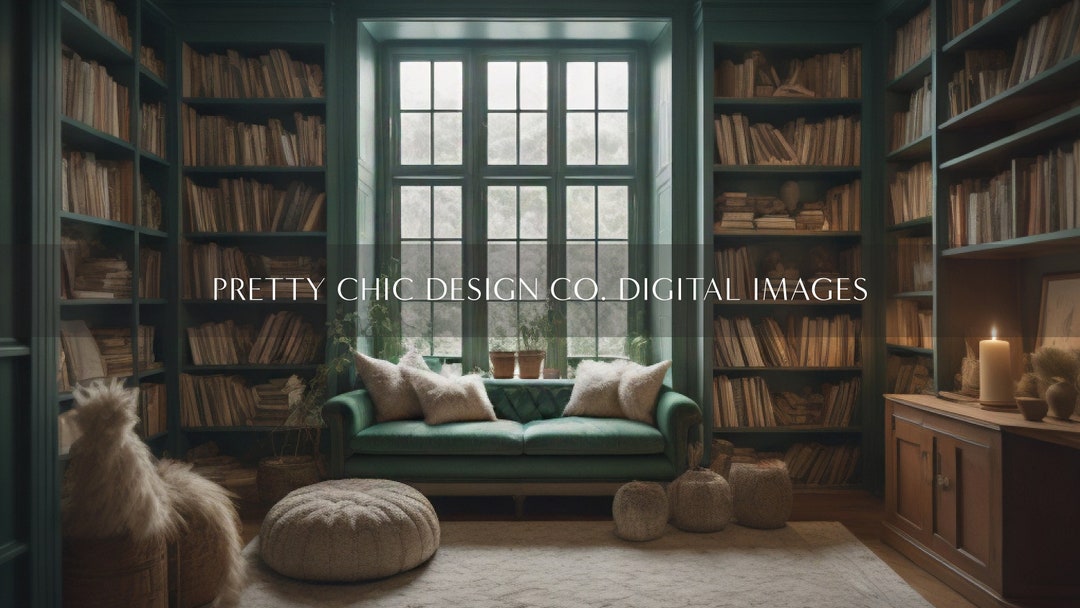 Virtual Background for Meetings, Cozy Green Study, Zoom Background ...