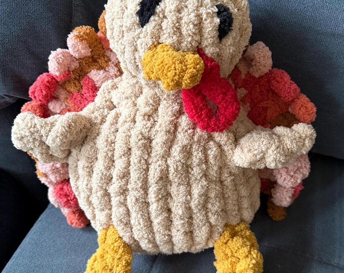 Handmade Chunky Knit Turkey Plush Stuffie Emotional Support ...