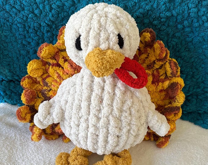 Handmade Chunky Knit Turkey Plush Stuffie Emotional Support ...