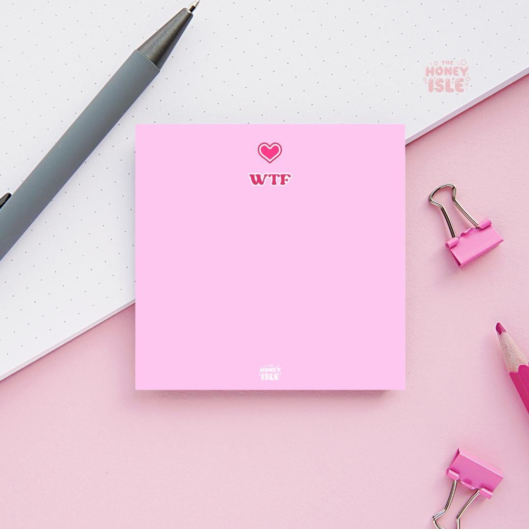 WTF Pink Aesthetic Funny Statement Sticky Notes | 3x3 Post It Note Memo ...