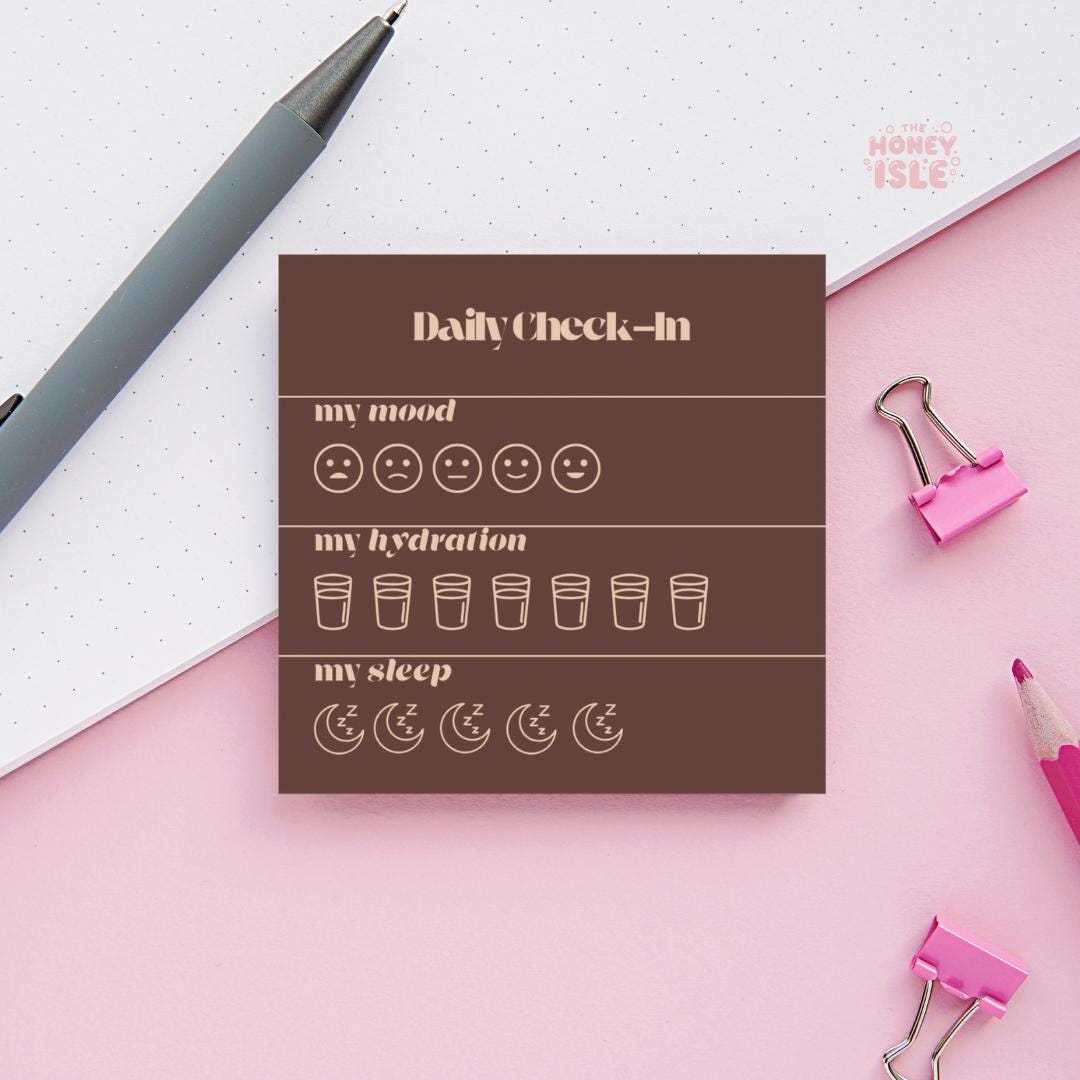 Daily Check-in Post-it® Note Pads Mood, Hydration, Sleep Tracker Office ...