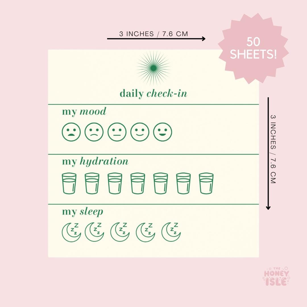 Luxe Vibes Aesthetic Daily Check-in Sticky Notes | Mood, Hydration ...