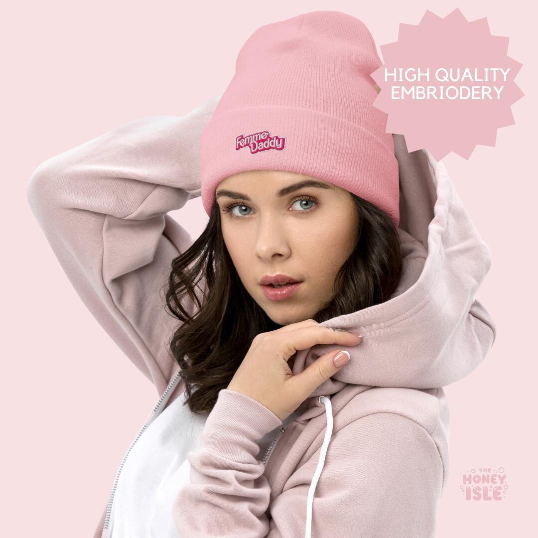 Femme Daddy Barbie Pink Aesthetic Cuffed Beanie Cute LGBTQIA Feminist ...