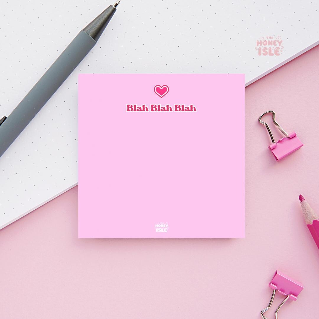 Blah Blah Blah Pink Aesthetic Funny Statement Sticky Notes Funny Post ...