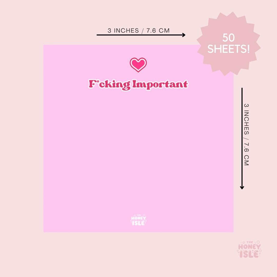 F*cking Important Pink Aesthetic Funny Statement Sticky Notes 3x3 Post ...